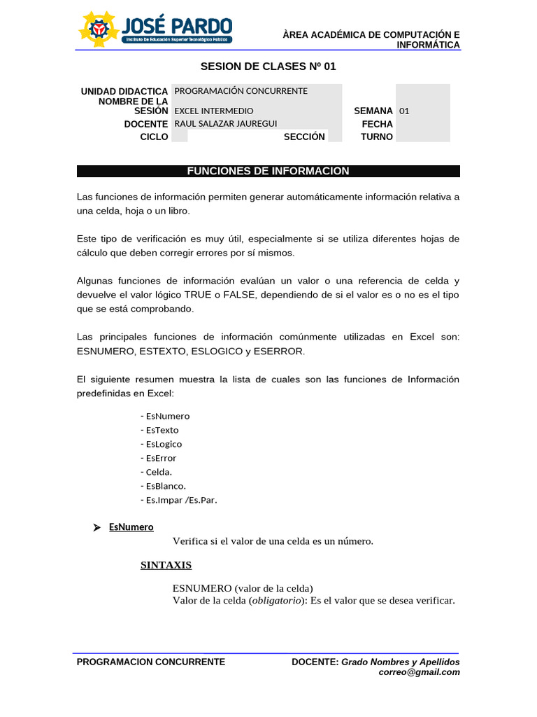 Excel Intermedio Sesion 01 Clase 01 | PDF | Microsoft Excel | Informática