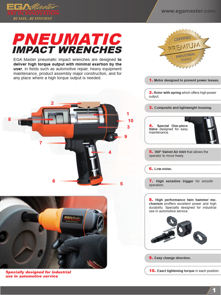 EGA Master Industrial Tools PNEUMATIC IMPACT WRENCHES 57667 F | PDF ...