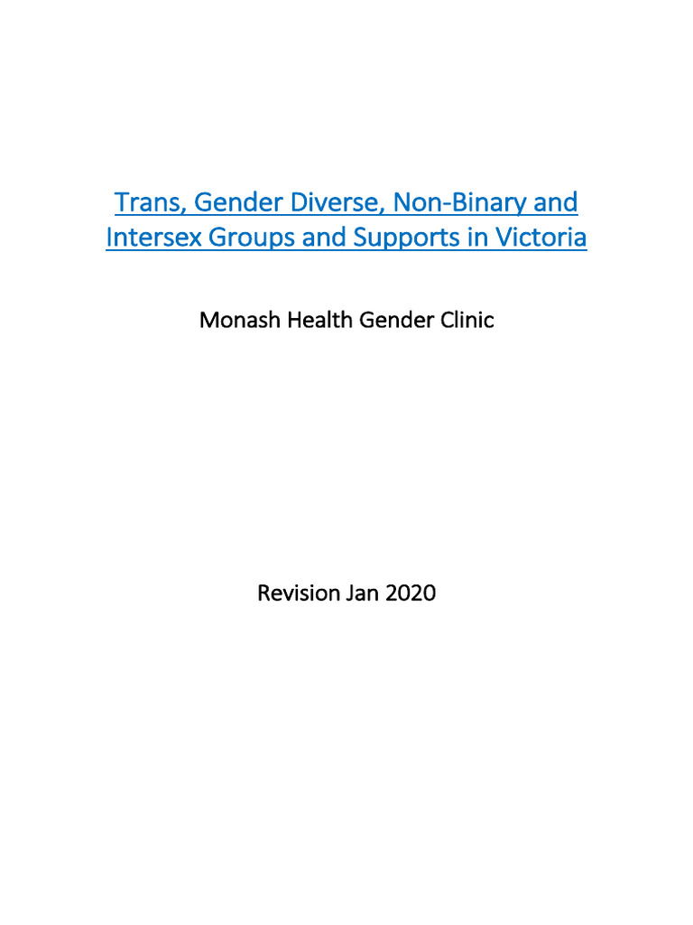 Trans, Gender Diverse, Non-Binary and Intersex Groups and Supports in ...