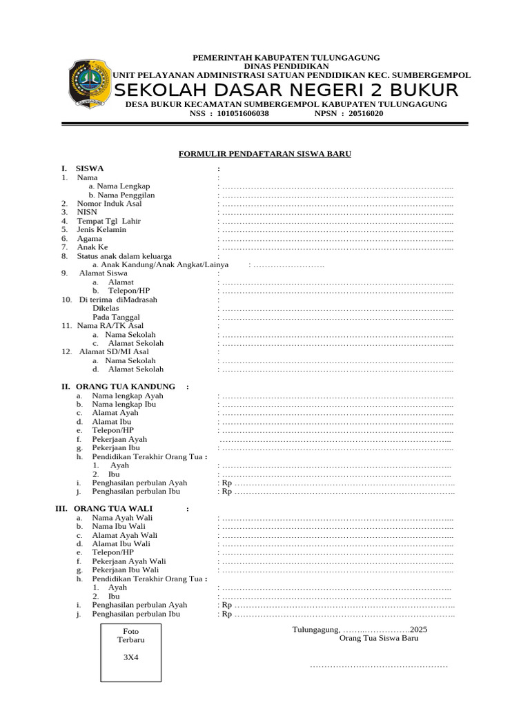 FORMULIR PPDB 2025 | PDF