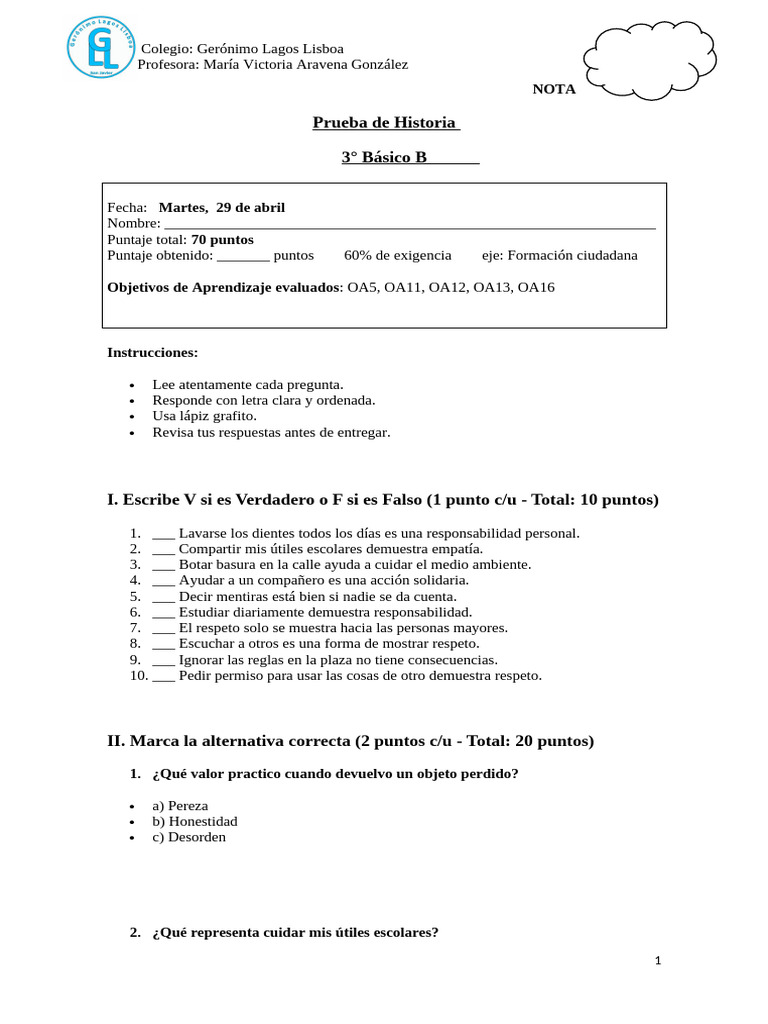 Prueba 3B | PDF