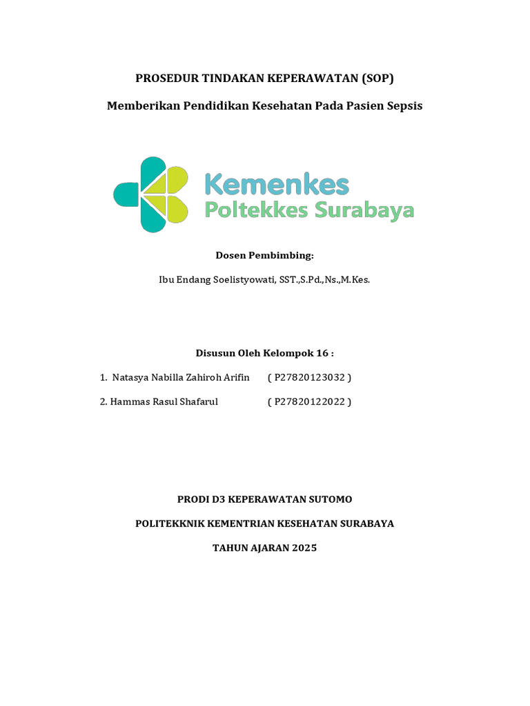 SOP Pendidikan Kesehatan Pasien Sepsis | PDF