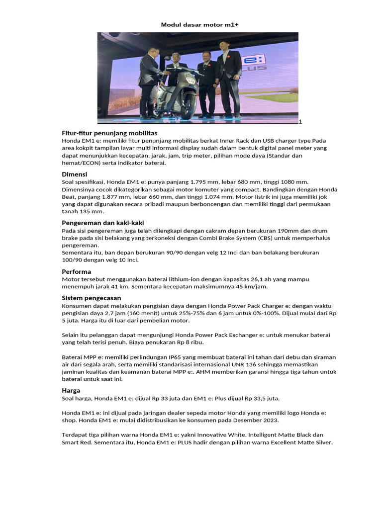 Modul Dasar Motor m1 | PDF