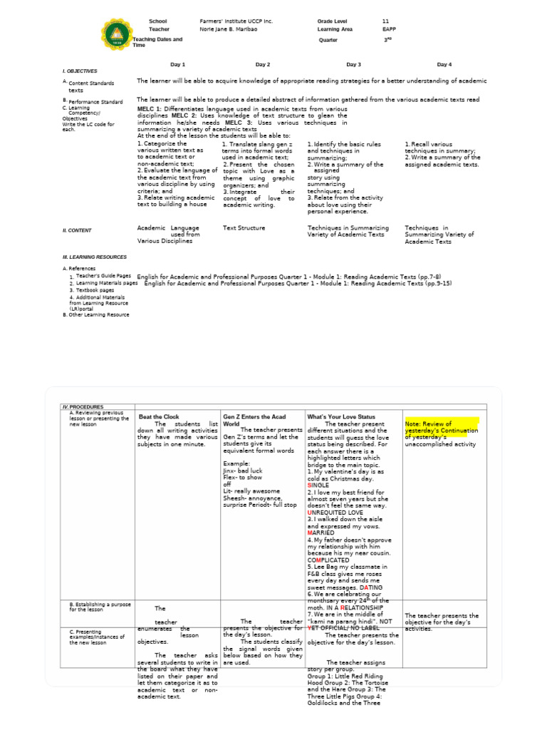 q3 Eapp DLL Week 1 DLL Compress | PDF | Learning | Concept