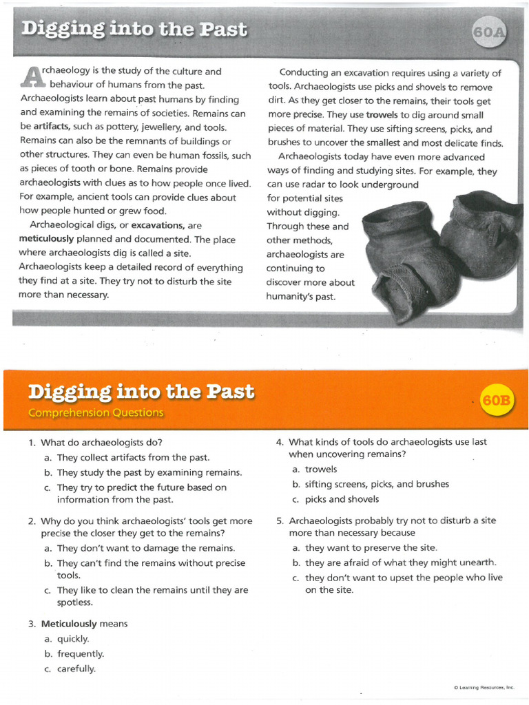 Digging Into The Past Reading Comprehension | PDF