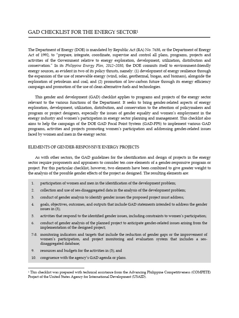 HGDG Energy Sector Checklist | PDF | Energy Development | Energy Industry