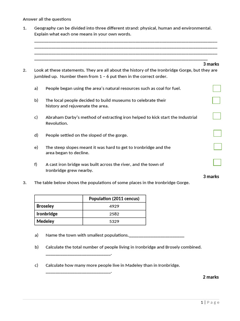 Geography Year 7 Assessment | PDF | Latitude | Equator