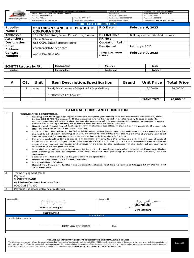 20240930_PO READY MIX CONCRETE | PDF