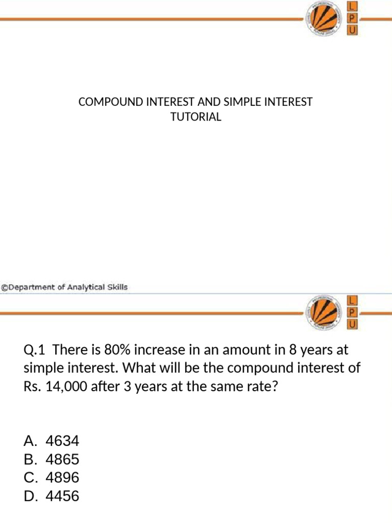 Simple Interest and Compound Interest Tutorials | PDF | Interest ...