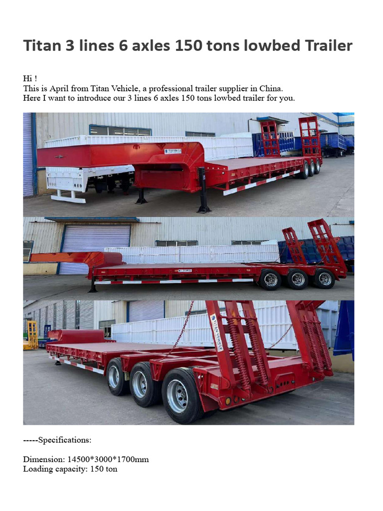 Detailed Introduction of TITAN 6 Axle 150ton Low Bed Trailer From April ...
