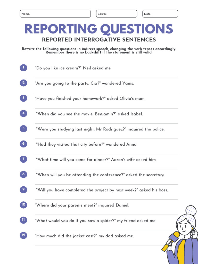 Reporting Questions Worksheet | PDF