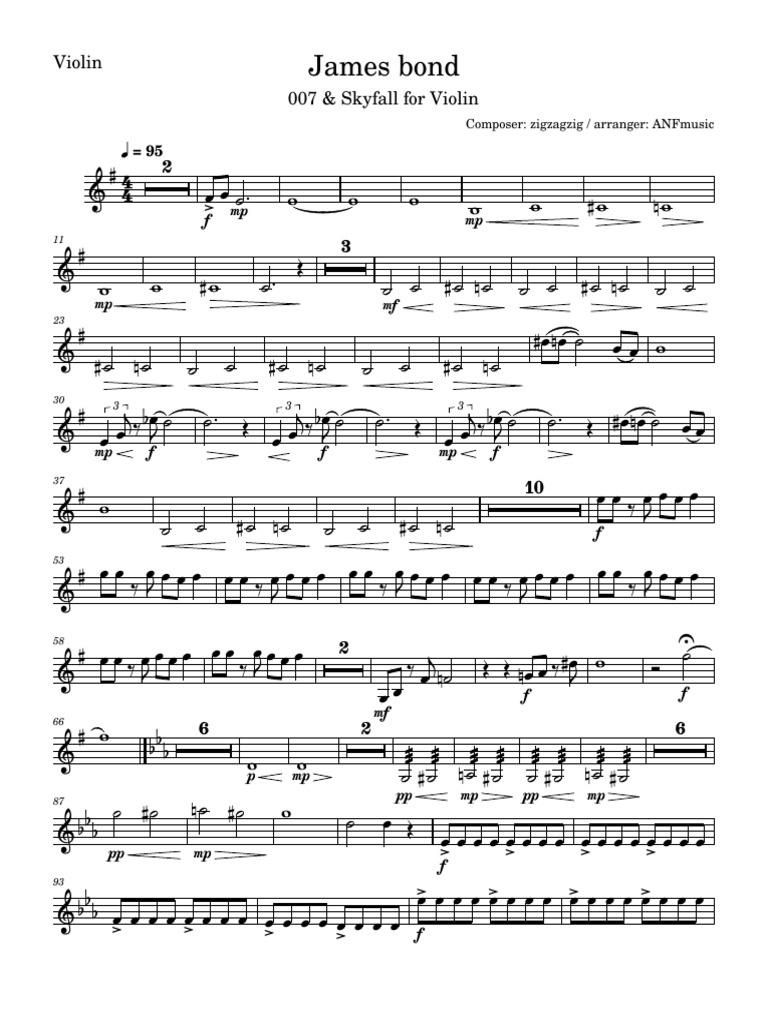 Violin Arrangements of James Bond Themes | PDF