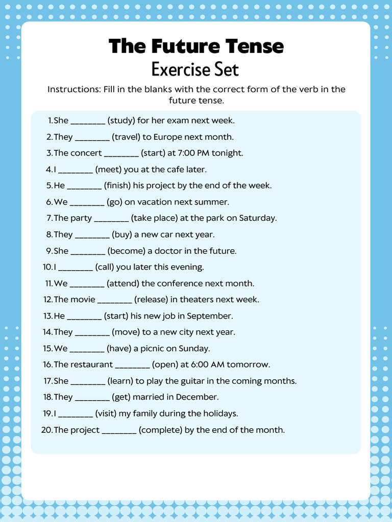 Simple Future Tense Grammar Exercise | PDF