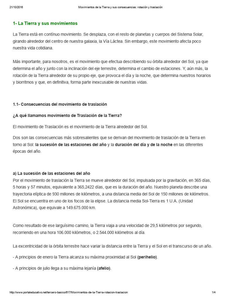 Movimientos de la Tierra: Rotación y Traslación | PDF | Tierra | Rotación
