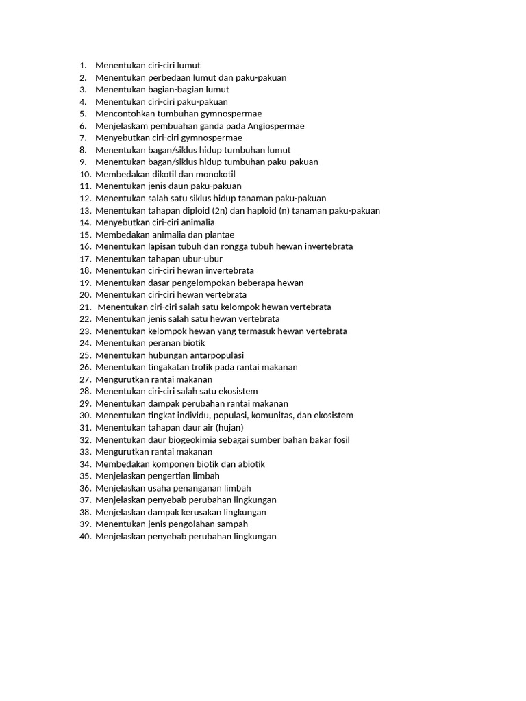 Kisi-Kisi Biologi | PDF