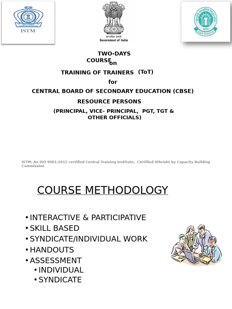 ToT Training for CBSE Resource Persons | PDF | Learning | Learning Styles
