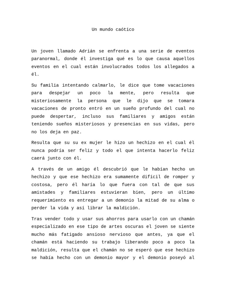 Un Mundo Caotico | PDF | Maldición
