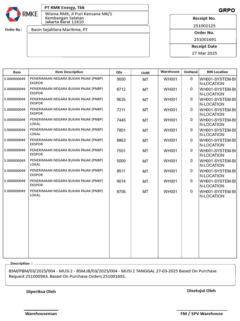 Po 251002125 BSM | PDF