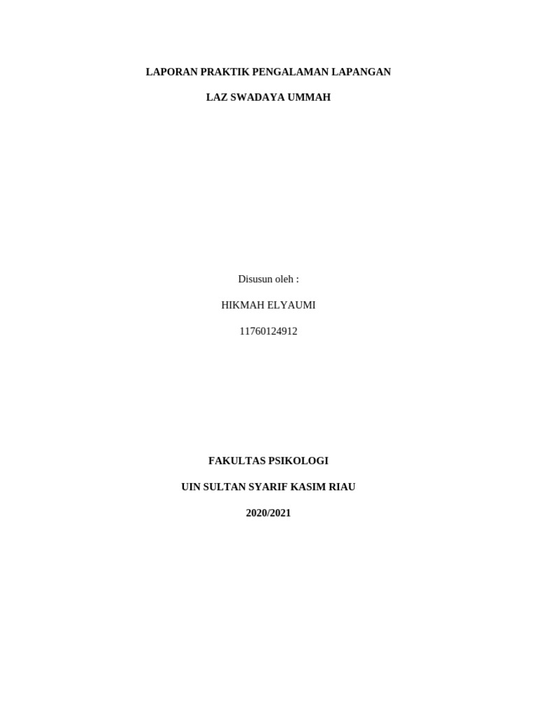 LAPORAN PRAKTIK PENGALAMAN LAPANGAN (COVER,DLL) | PDF