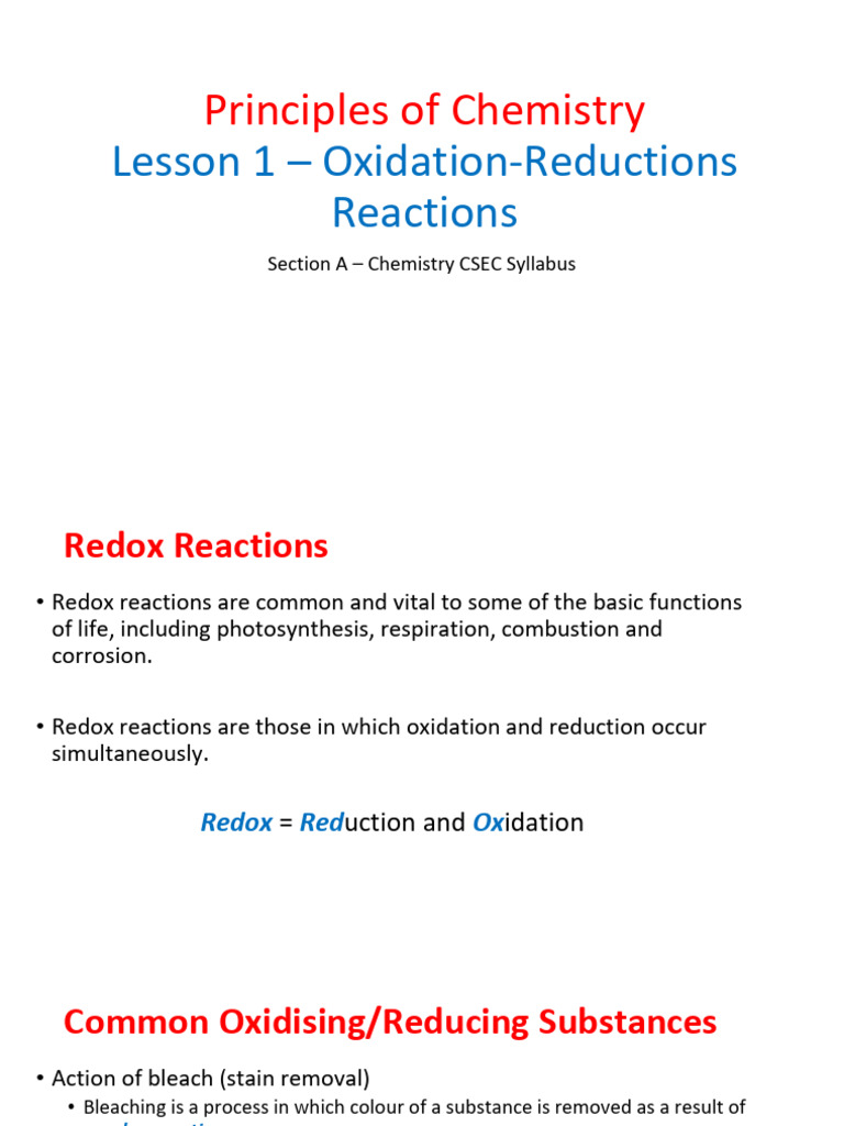 Oxidation and Reduction | PDF | Redox | Chemical Compounds