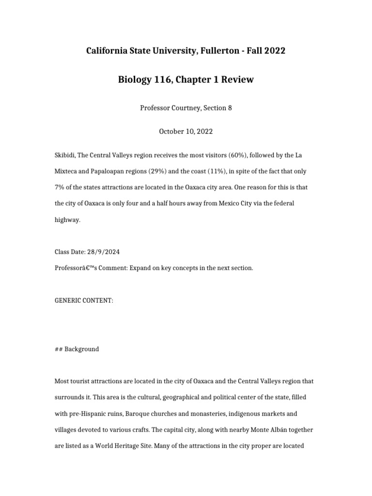 Biology 116 Chapter 1 Review | PDF