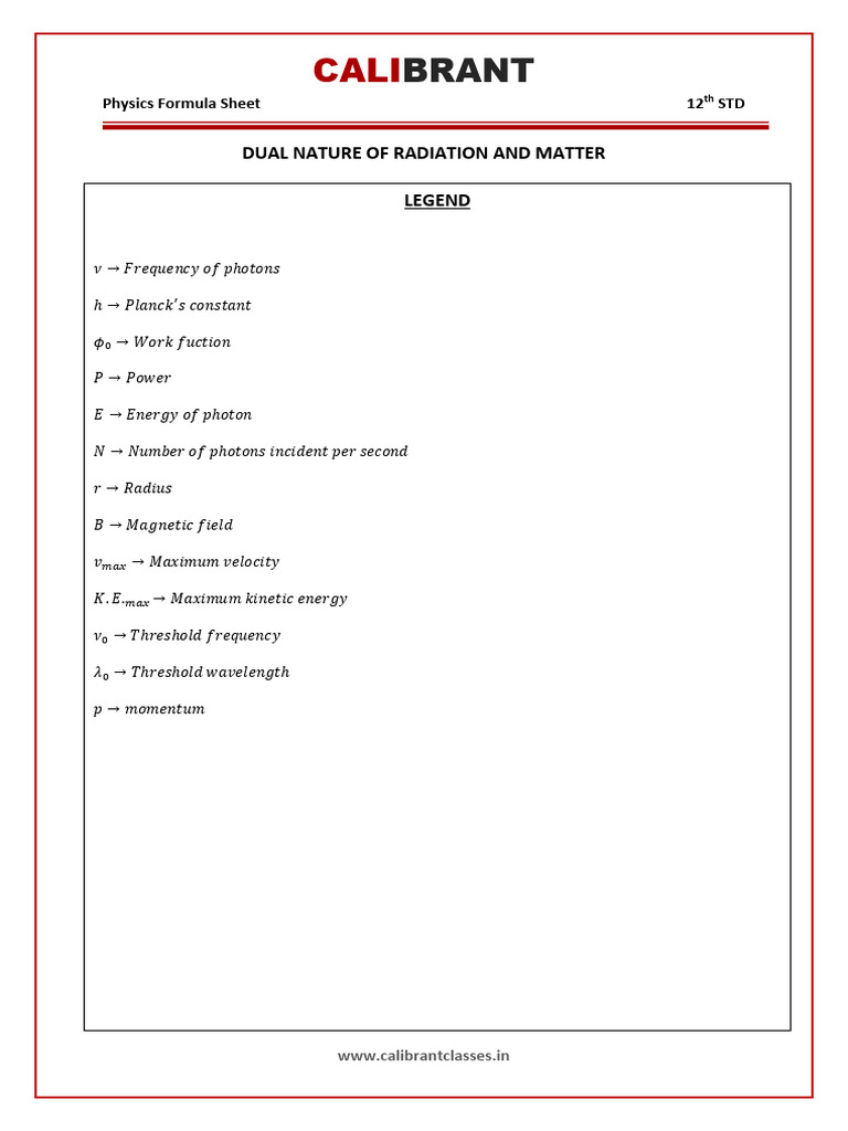 Physics - 14 - Dual Nature of Radiation and Matter | PDF
