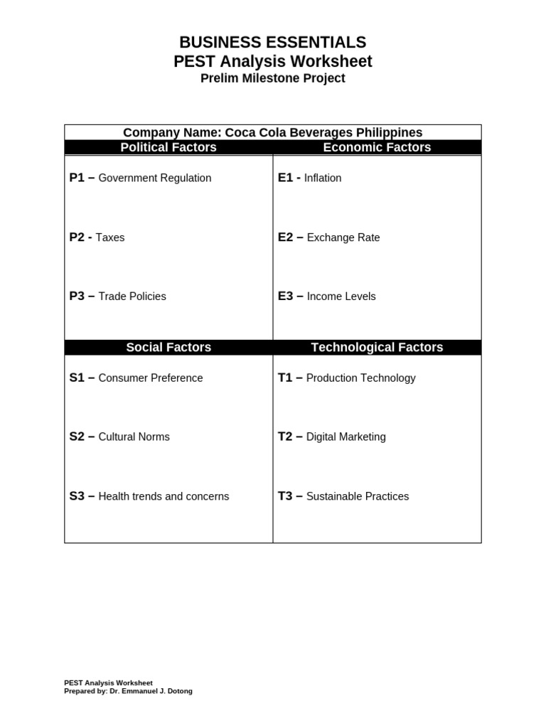 PEST-Analysis-Worksheet-Coca-Cola | PDF | Coca Cola | The Coca Cola Company