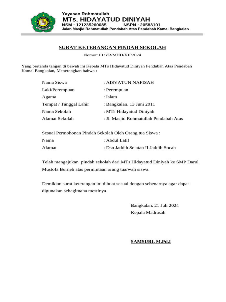 Surat Pindah | PDF
