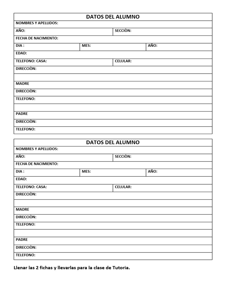 Datos del Alumno para Tutoría | PDF