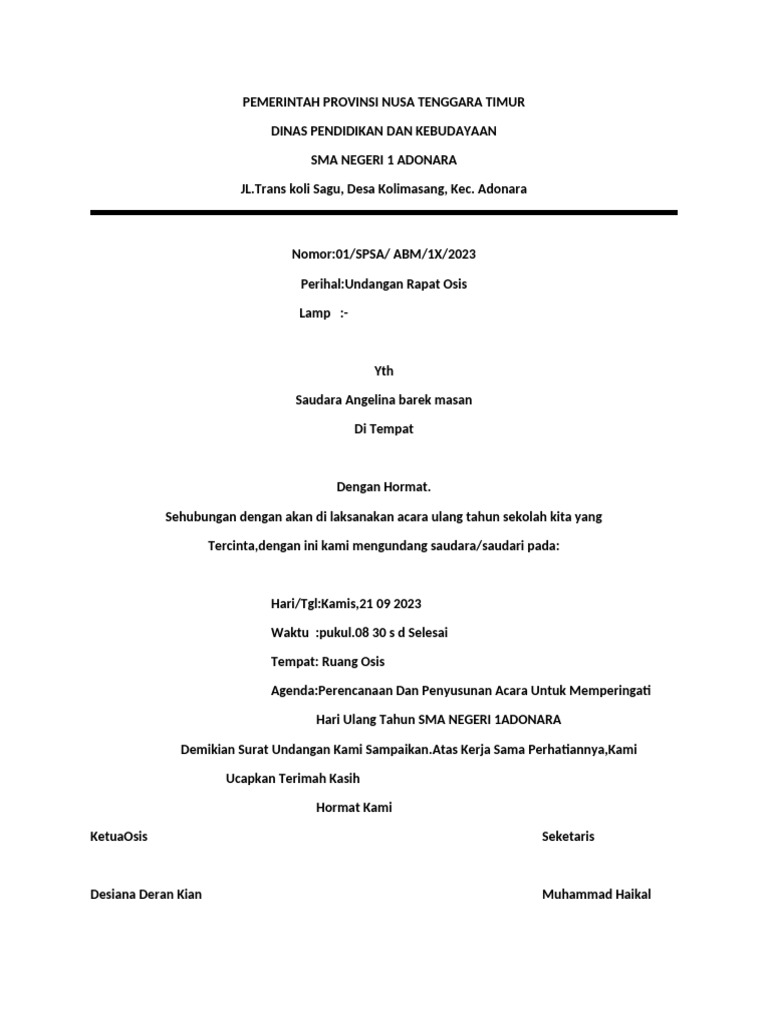 ULANGAN ANGELINA BAREK MASAN XC | PDF