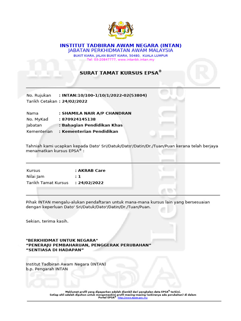 Shamila AKRAB CARE EPSA 2022 | PDF