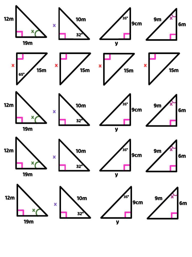 Solving Right Triangles Digital Worksheet in Bold Spring Colors | PDF