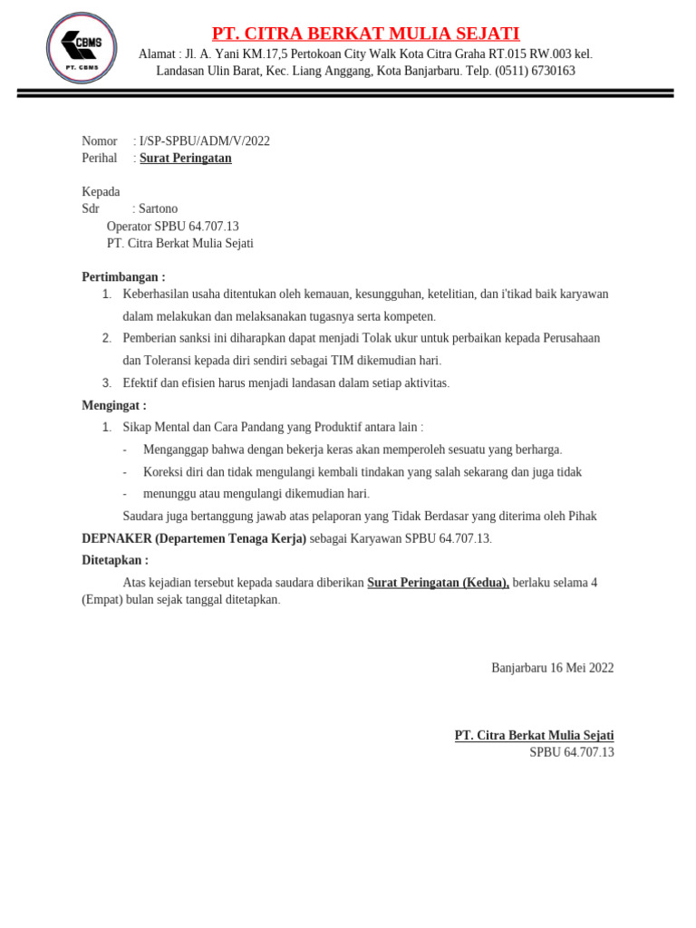 Surat Peringatan | PDF