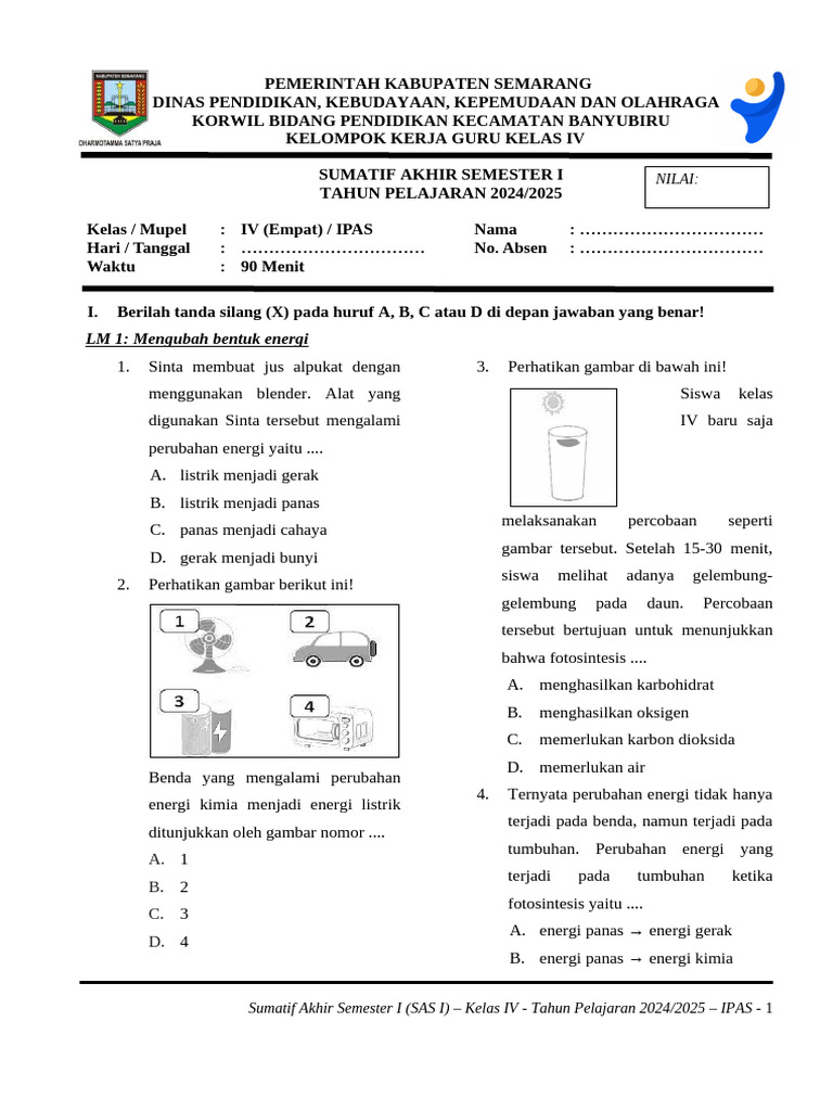 Soal Sas 1 Ipas Kls 4 | PDF