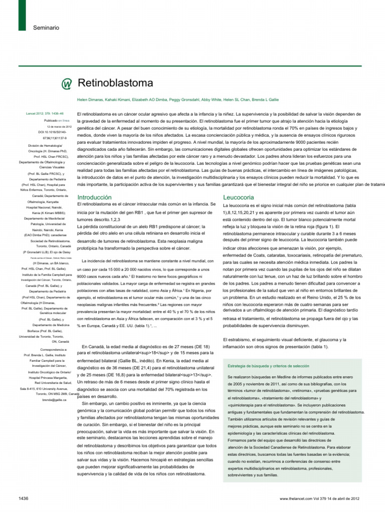 Retinoblastoma Seminar | PDF | Cáncer | Mutación