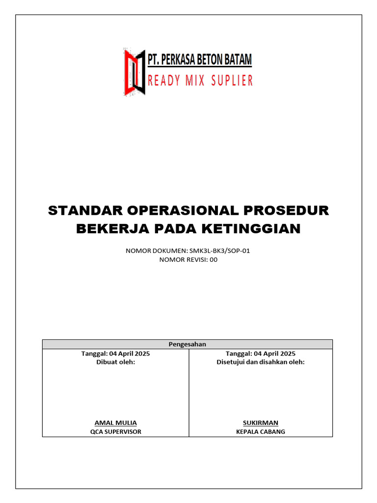 SOP Bekerja Pada Ketinggian | PDF