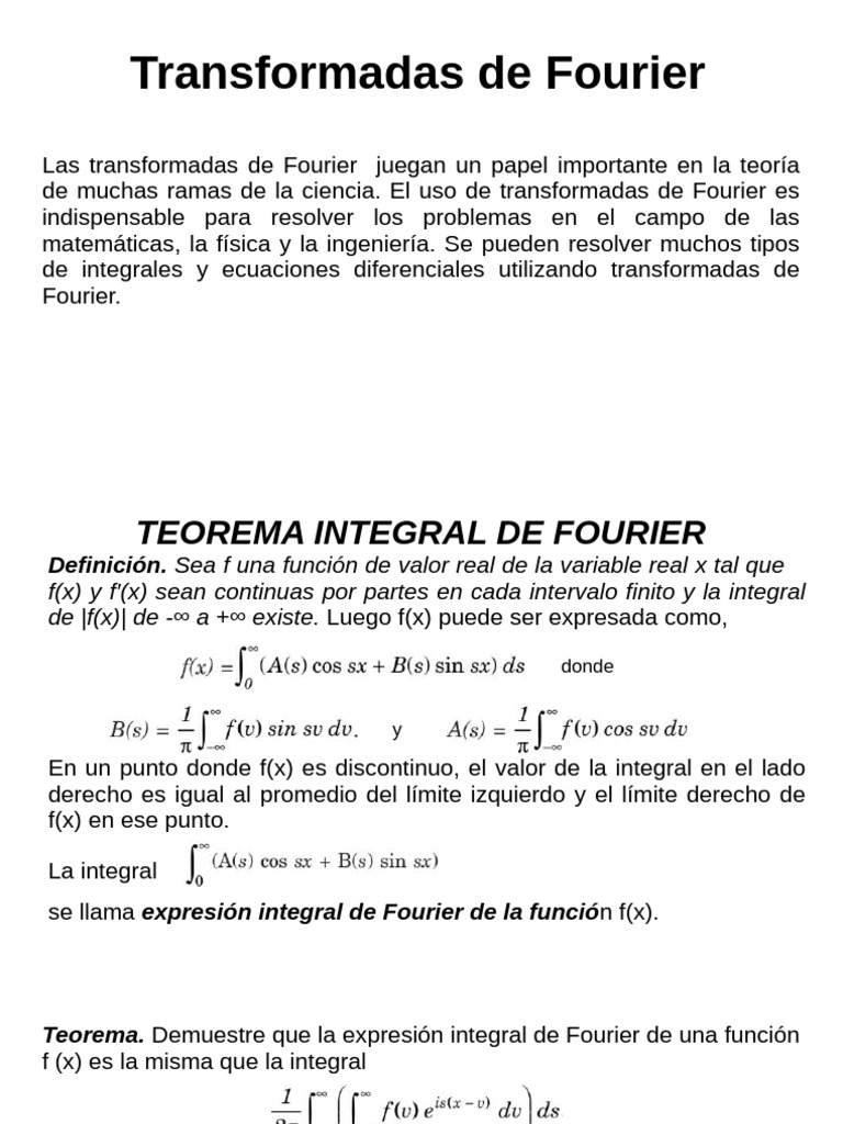TRANSFORMADAS DE FOURIER | PDF | Transformada de Fourier | Integral
