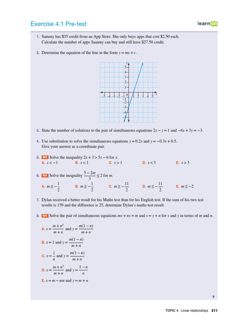 Linear Relations Exercises | PDF | Geometry | Mathematical Objects