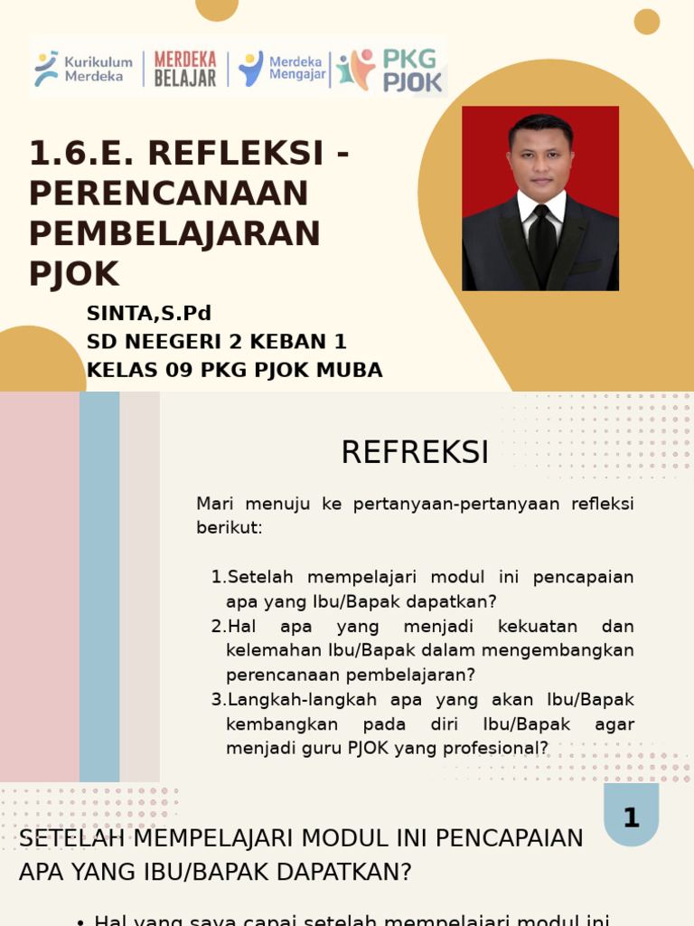 1.6.e. Refleksi - Perencanaan Pembelajaran PJOK | PDF