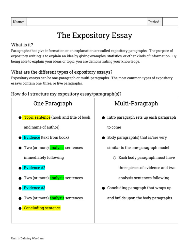 Copy of Copy of Introduction to Expository Writing | PDF | Paragraph ...
