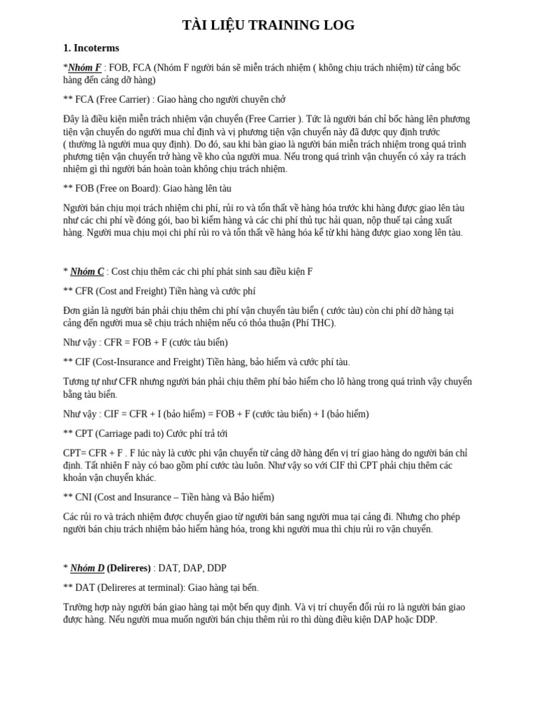 TÀI LIỆU TRAINING LOG | PDF