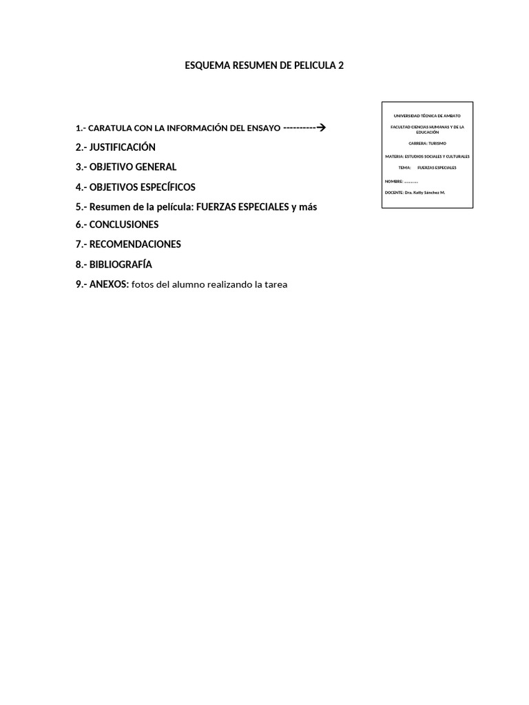 Esquema Resumen de Pelicula 2 | PDF
