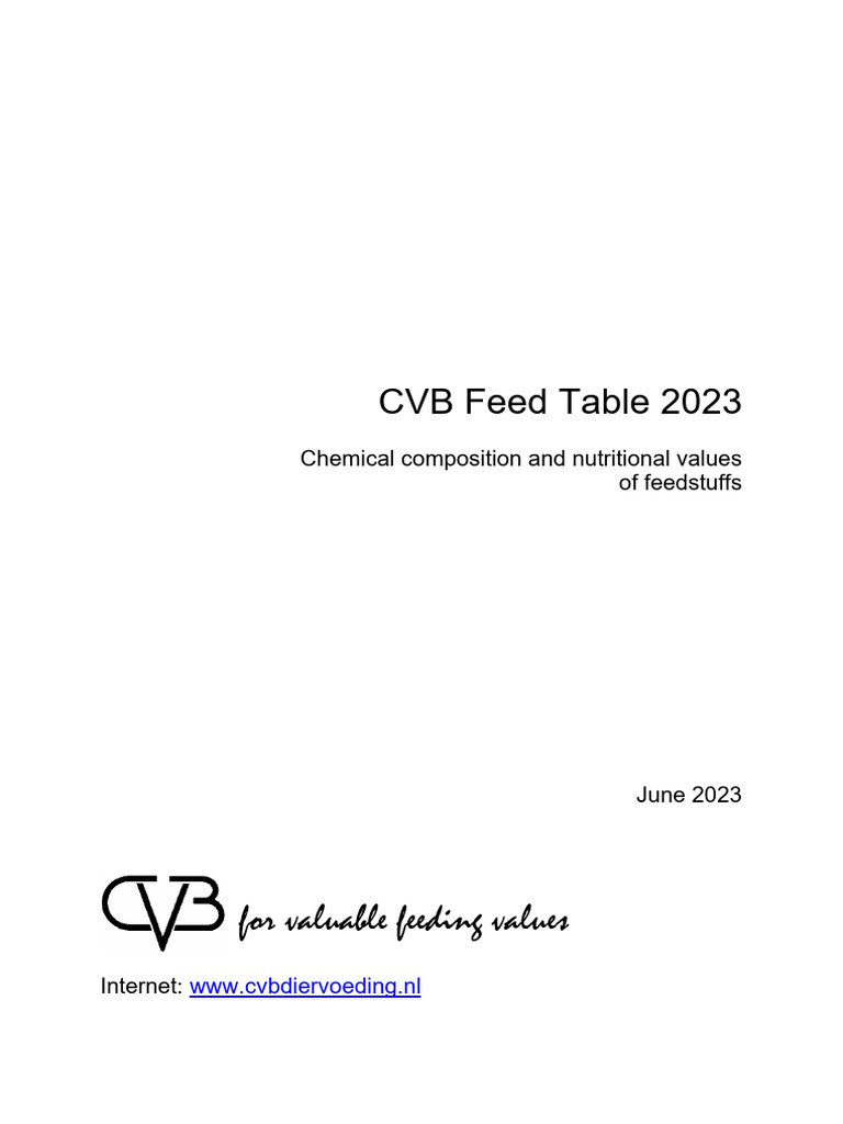 CVB Feed Table 2023 | PDF | Flour | Digestion