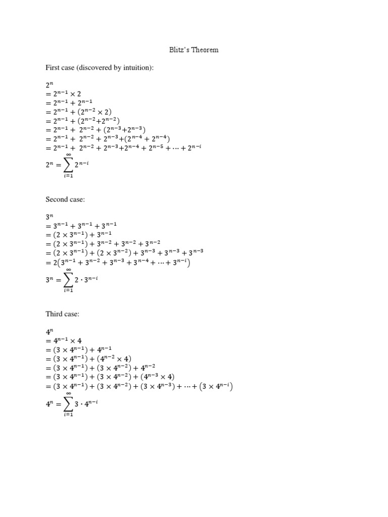 Blitz's Theorem (Summation and Exponents) | PDF | Numbers ...