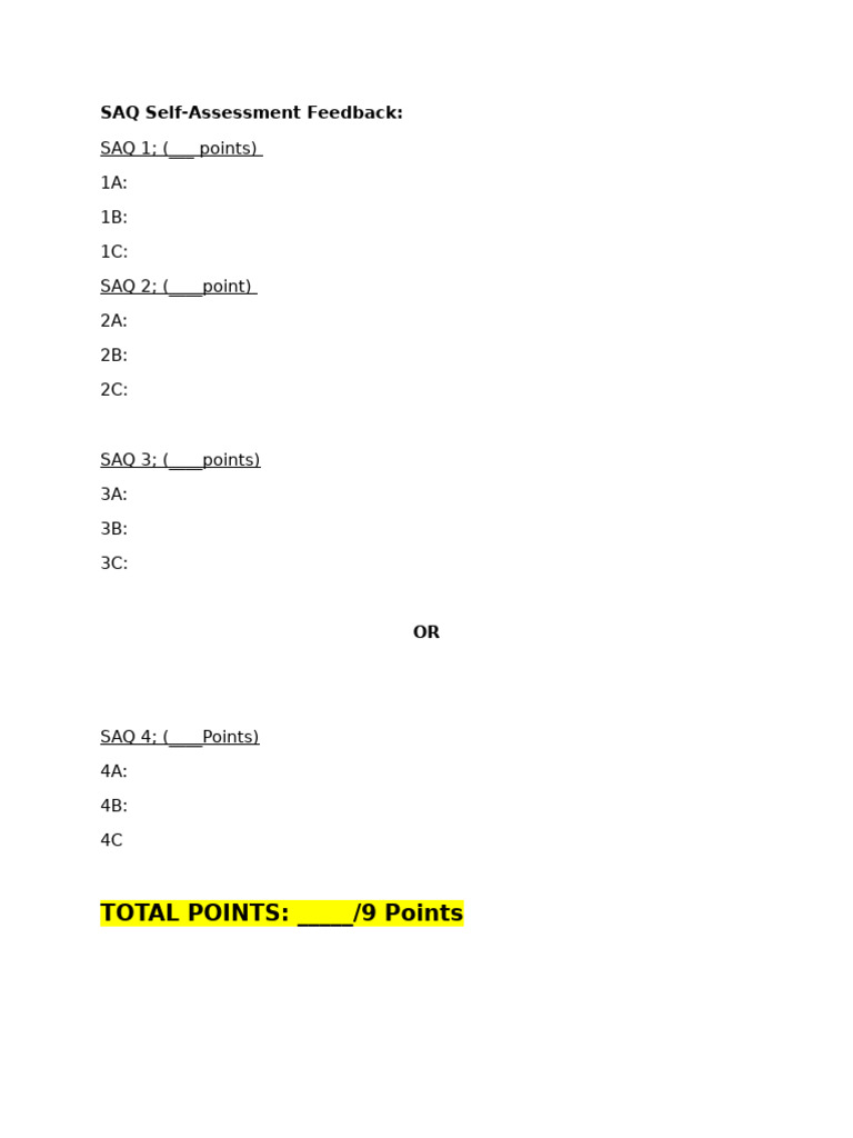 SAQ Self-Assessment Feedback-1 | PDF