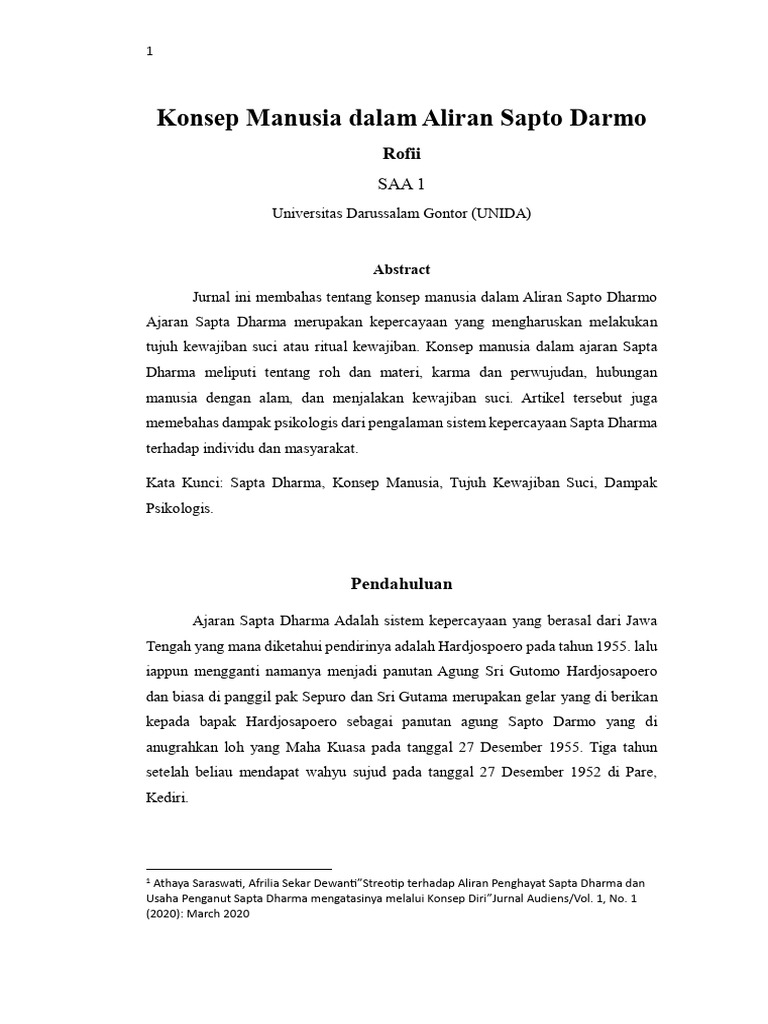 Konsep Manusia Dalam Ajaran Sapto Darmo | PDF