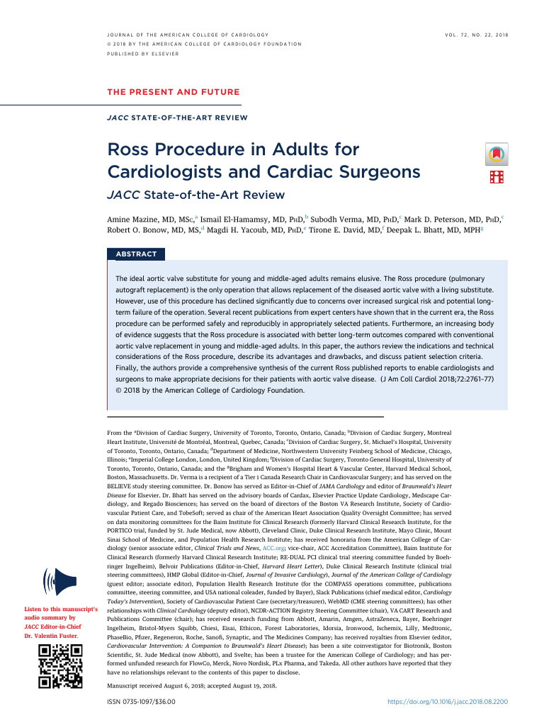 Ross Procedure for Aortic Valve Replacement | PDF | Heart Valve | Aorta