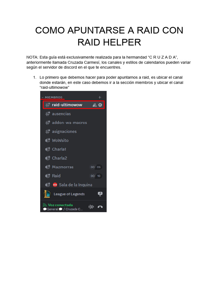 Como Apuntarse A Raid Con Raid Helper | PDF