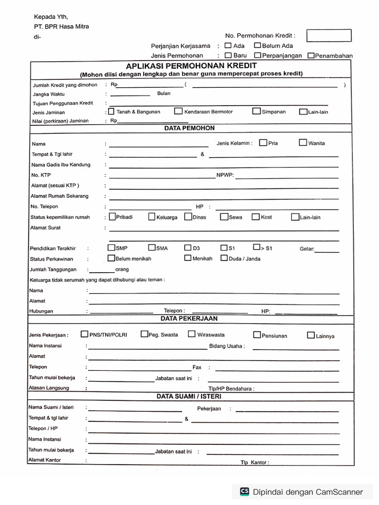 Formulir Pengajuan Kredit | PDF