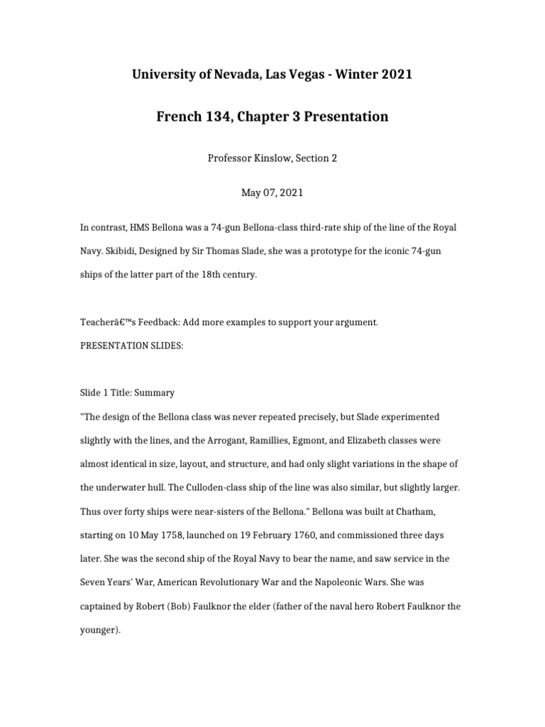 French 134 Chapter 3 Presentation | PDF | Ships | Naval Warfare